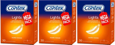 Презервативы Contex Lights особо тонкие, комплект: 3 упаковки по 30 шт ...