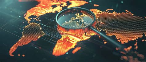 Data Forming Magnifying Glass Over World Map Representing Global