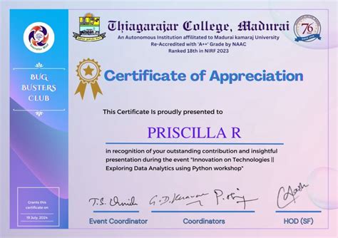 Priscilla Raj On Linkedin Dataanalysis Machinelearning Python Presentation Certificate