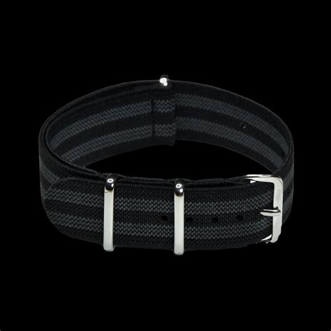 20mm Elasticated Bond Black And Grey Nato Military Watch Strap