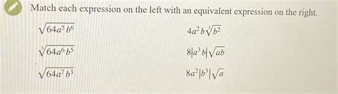 Solved Match Each Expression On The Left With An Equivalent