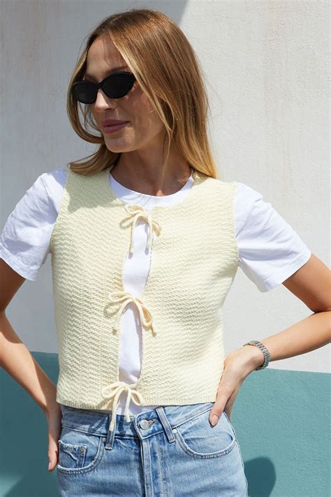 Tops Tie Front Knitted Vest Threadbare