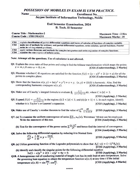 Math2 Ese Solution 2024 Pdf Partial Differential Equation Function Mathematics