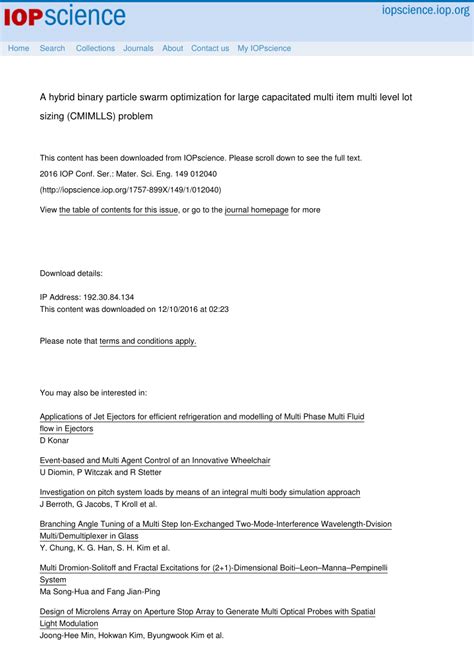 Pdf A Hybrid Binary Particle Swarm Optimization For Large Capacitated