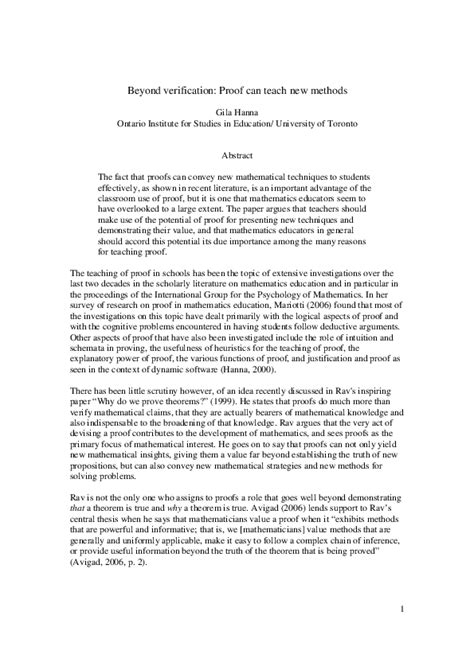 Pdf 1 Beyond Verification Proof Can Teach New Methods