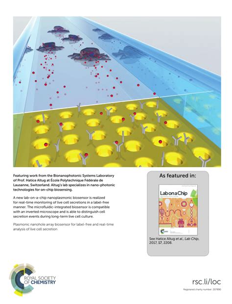 Pdf Plasmonic Nanohole Array Biosensor For Label Free And Real Time Analysis Of Live Cell