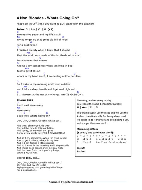 4 Non Blondes Whats Going On Chords Pdf Musical Instruments Guitars