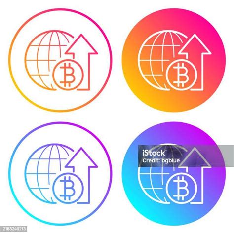 Bitcoin Rate Increase Round Icons With Color Gradients つながりのベクターアート素材