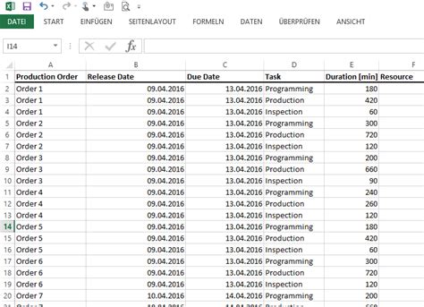 Production Scheduling Excel Template