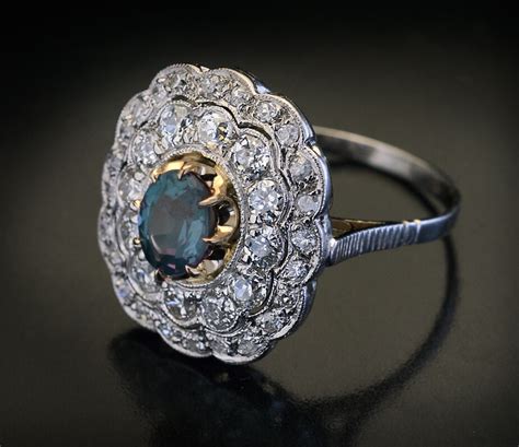 Vintage French Alexandrite Diamond Engagement Ring Ref 986564