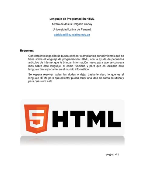 Lenguaje De Programación Html Pdf Html Lenguaje De Marcado