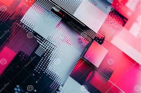 Abstract Composition Featuring Geometric Shapes In Binary Design Stock Illustration