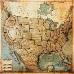 Free Vintage Map Display Image Vintage Map United States Download