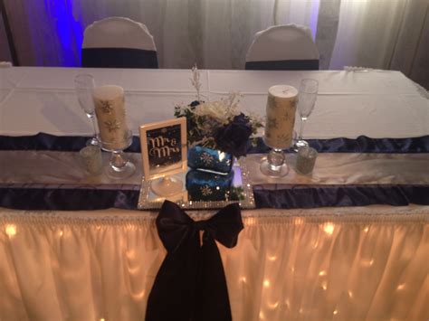 Snow Themed Head Table Decorations By Save The Date Events And Decor