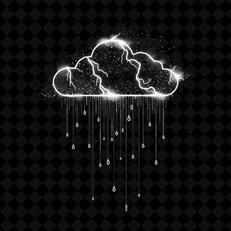 Premium Psd Simple Cloud 16 Bit Pixel With Lightning And Raindrops
