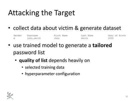 tailored machine learning driven password guessing attacks and