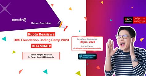 Tambahan Kuota Beasiswa Dbs Foundation Coding Camp 2023 Menyambut