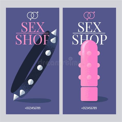 Sex Shop Vector Flyer Template Set Stock Vector Illustration Of