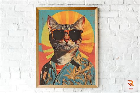 Retro Poster Vintage Cool Cat Wall Art Gráfico Por Ricco Art · Creative