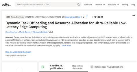 Citation Report Dynamic Task Offloading And Resource Allocation For