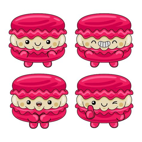 Premium Vector Cute Macaroon Mascot Character Vector Illustration