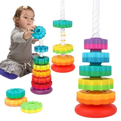 Дъгова кула пирамида пъзел за деца спирални зъбни колела гол