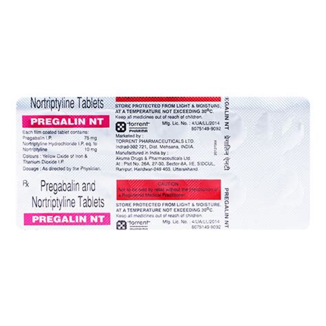 Pregalin Nt 75mg 10mg Tablet Uses Price Substitute Side Effects