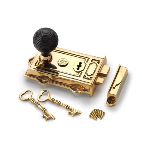 Polished Brass Davenport Rim Lock Beehive Knobs Abhardware