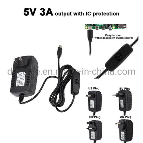 Type C Power Adapter Charger For Raspberry Pi 4b With Switch
