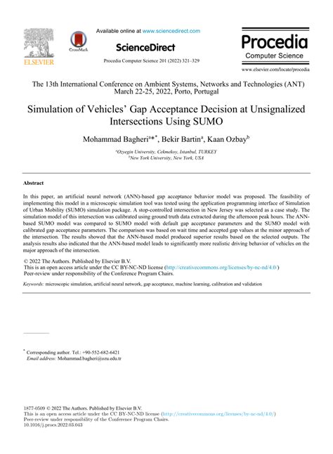 Pdf Simulation Of Vehicles Gap Acceptance Decision At Unsignalized Intersections Using Sumo