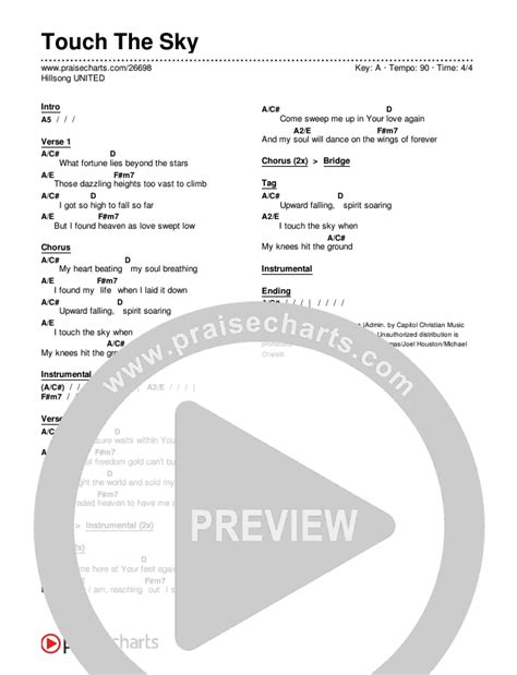 Touch The Sky Chords Pdf Hillsong United Praisecharts