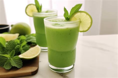Premium Ai Image Refreshing Elixir Cucumber Mint Mocktail A Cool And Crisp Delight