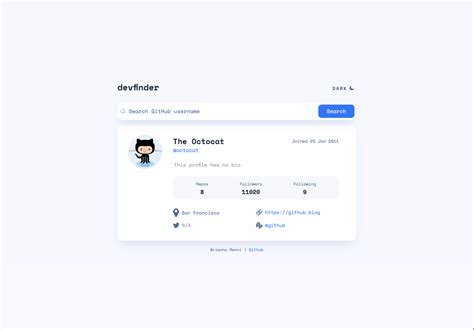 Github Briannarenni Gh User Search App Fully Responsive Github User Search App Fe Mentor