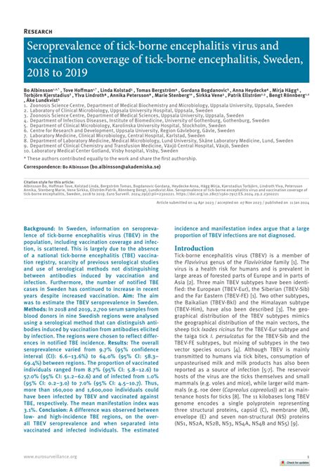 Tick Borne Encephalitis—review Of The Current Status Rkif