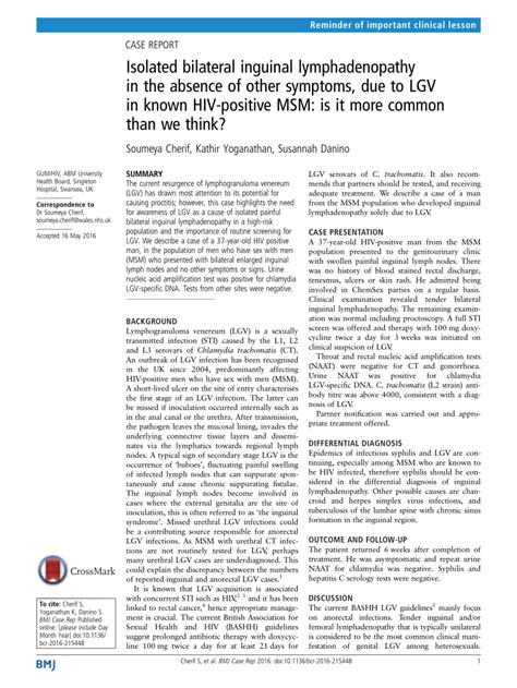 Pdf Isolated Bilateral Inguinal Lymphadenopathy In The Absence Of