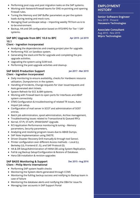Sap Basis Administration Cv Sample In 2025 Resumekraft