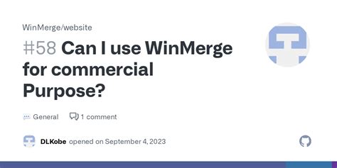 Can I Use Winmerge For Commercial Purpose · Winmerge Website · Discussion 58 · Github
