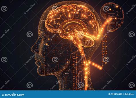 Visualization Of Human Brain Activity With Neural Connections Highlighted In A Digital
