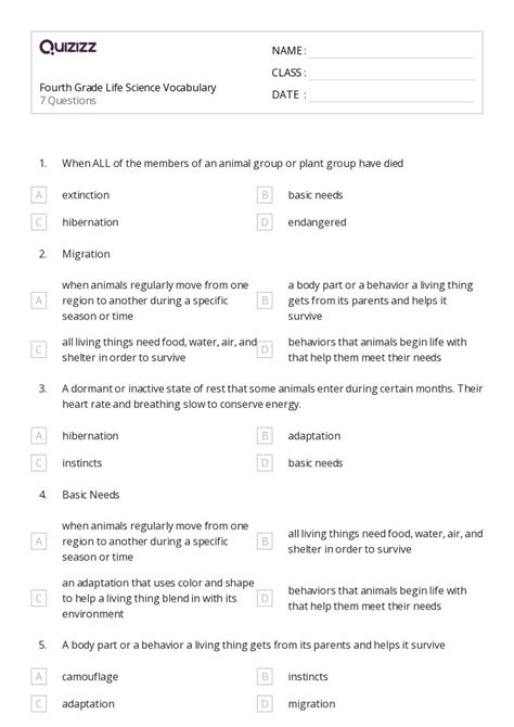 50 Life Science Worksheets For 3rd Year On Quizizz Free And Printable