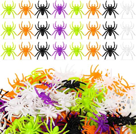 Poen 300 Pcs Halloween Mini Plastic Spiders Realistic Small