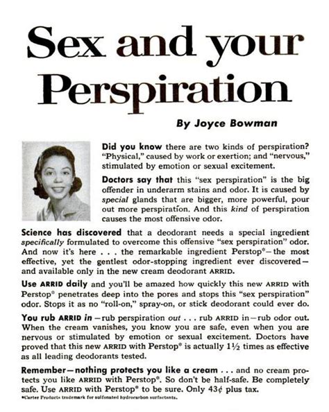 Sex And Your Perspiration Advertorial Featuring Junk Science Arrid