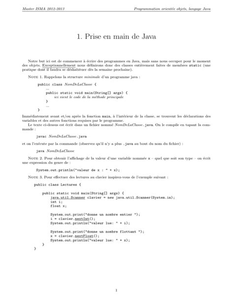 Td 1 Prise En Main De Java