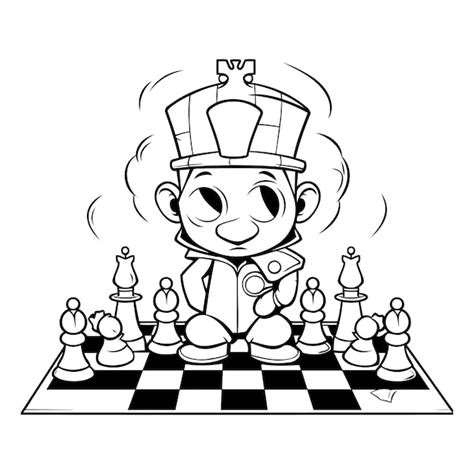 Premium Vector Chess King Cartoon Mascot Character Black And White