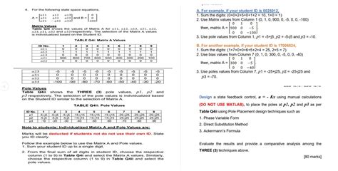 For The Following State Space Equations A For Chegg Com