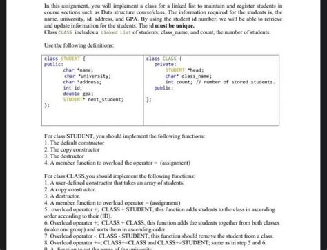 Solved In This Assignment You Will Implement A Class For A Chegg Com