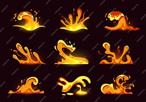Premium Vector Lava Splash Game Effect Cartoon Magma Splash Animation