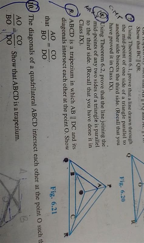 7 Using Theorem 6 1 Prove That A Line Drawn Through The Mid Point Of