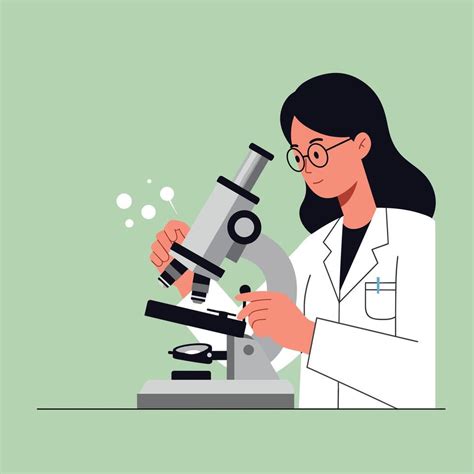 Scientist Observing Specimen Under Microscope In Flat Art Illustration 60395920 Vector Art At