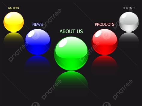 Editable Website Navigation Template With A Vector Glass Ball Design Vector Space