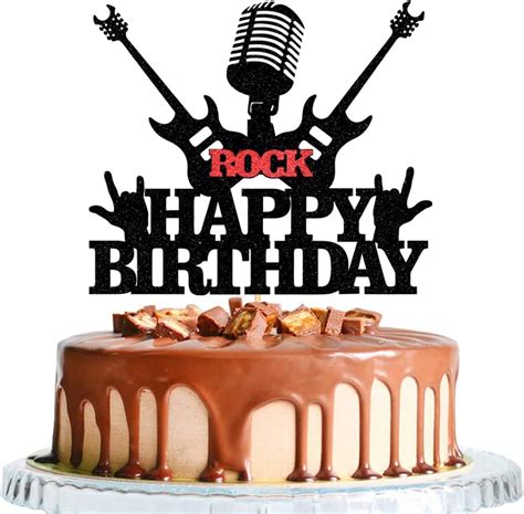 Wrackkiar Rock Happy Birthday Cake Topper Rock Music Happy Birthday Cake Topper 80s Themed Party